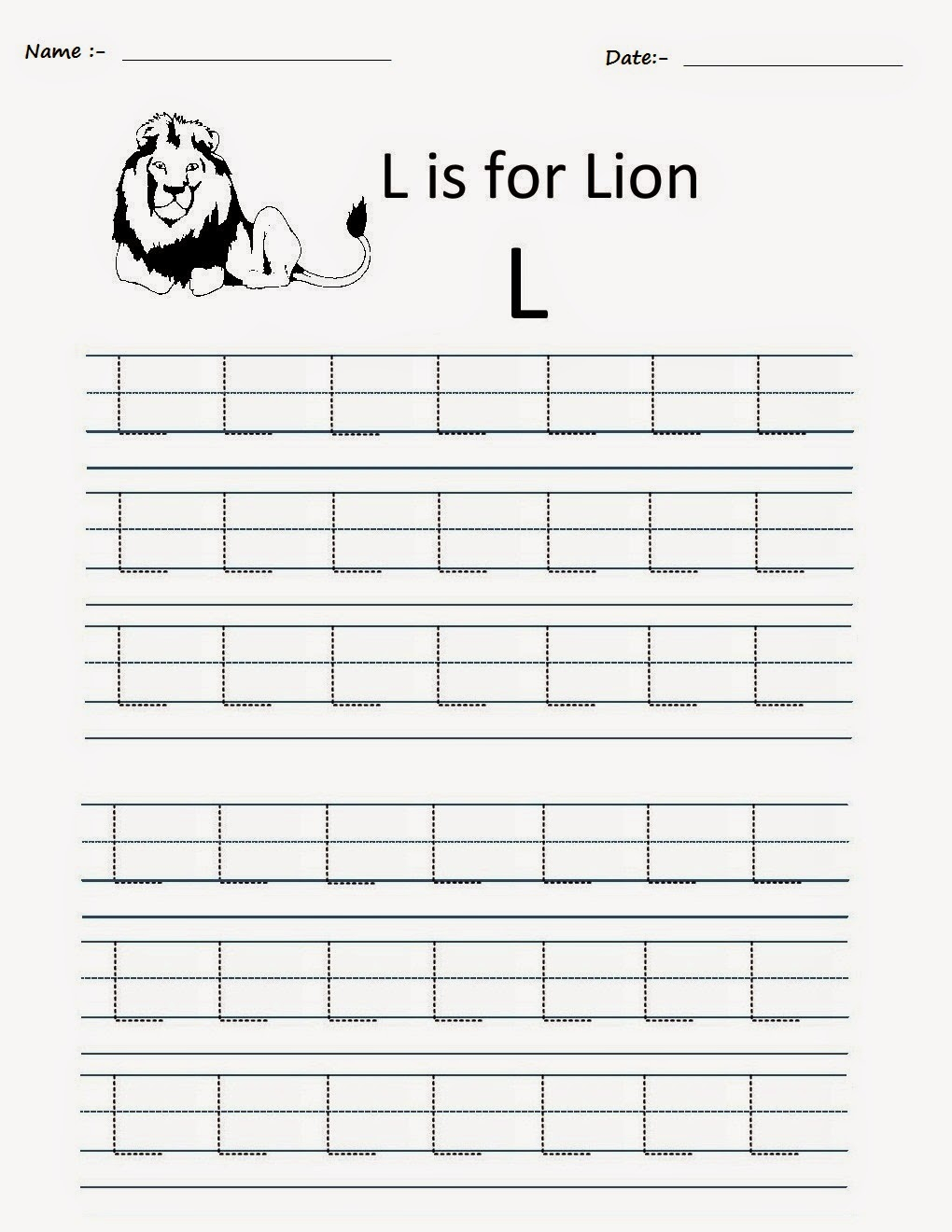 Printable Letter L Tracing Worksheets Printable Letter L Tracing Worksheets