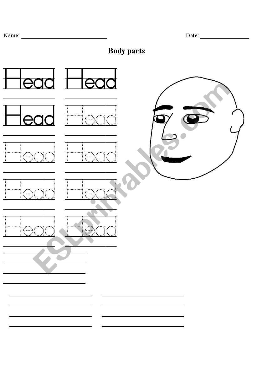Tracing Body Parts Worksheets – AlphabetWorksheetsFree.com Tracing Body Parts Worksheets – AlphabetWorksheetsFree.com