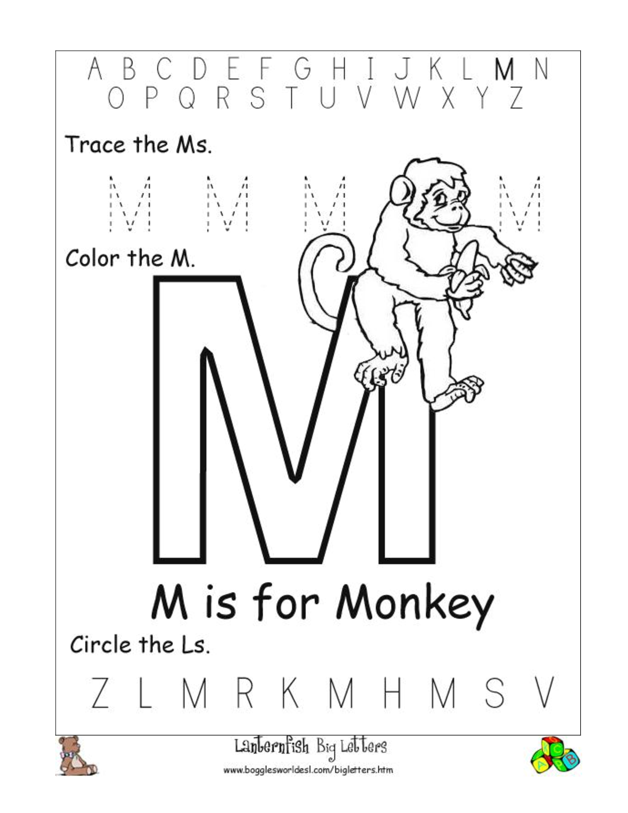 Letter M Worksheets For Kindergarten Free AlphabetWorksheetsFree