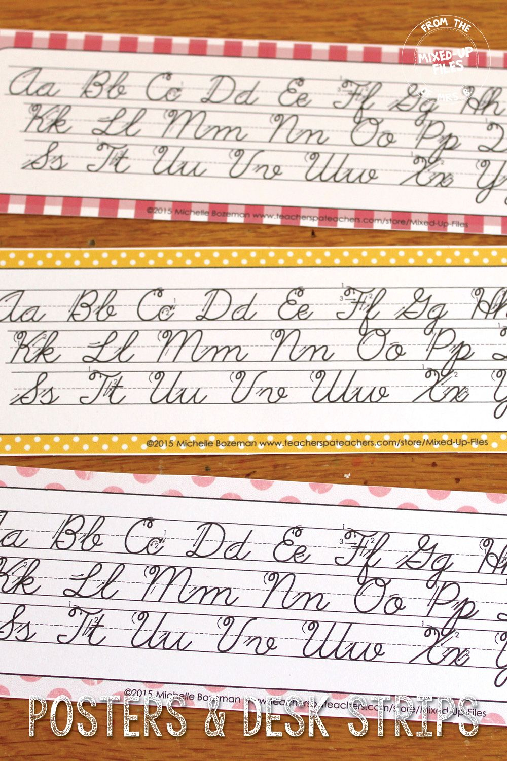 Cursive Alphabet Desk Strips | AlphabetWorksheetsFree.com Cursive Alphabet Desk Strips | AlphabetWorksheetsFree.com