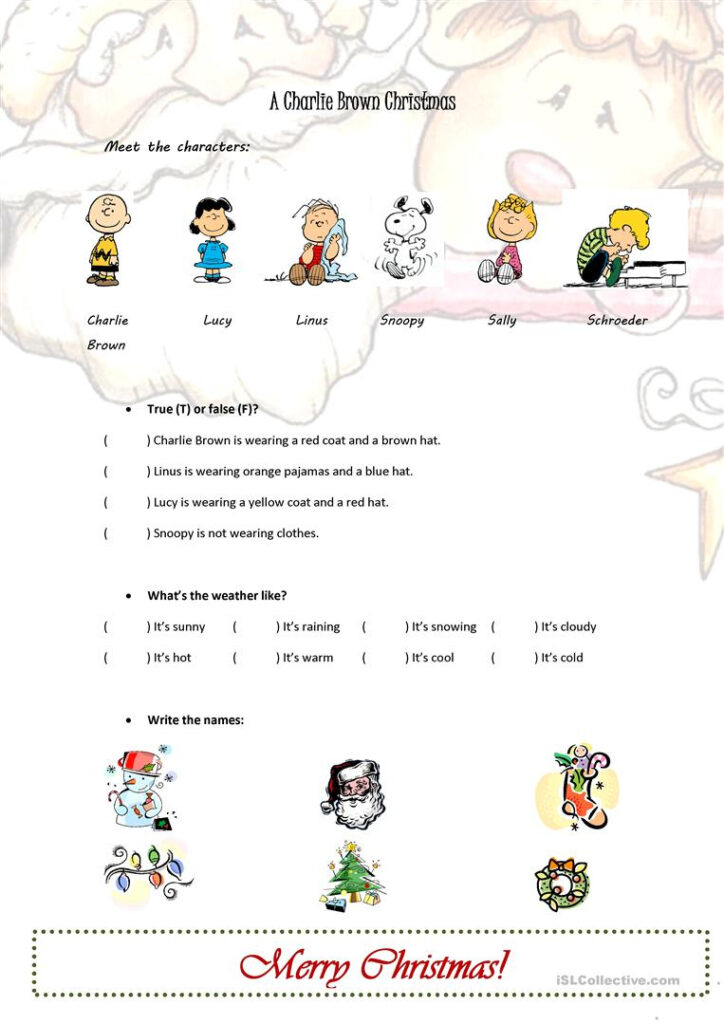 Charlie Brown Christmas Worksheets | AlphabetWorksheetsFree.com