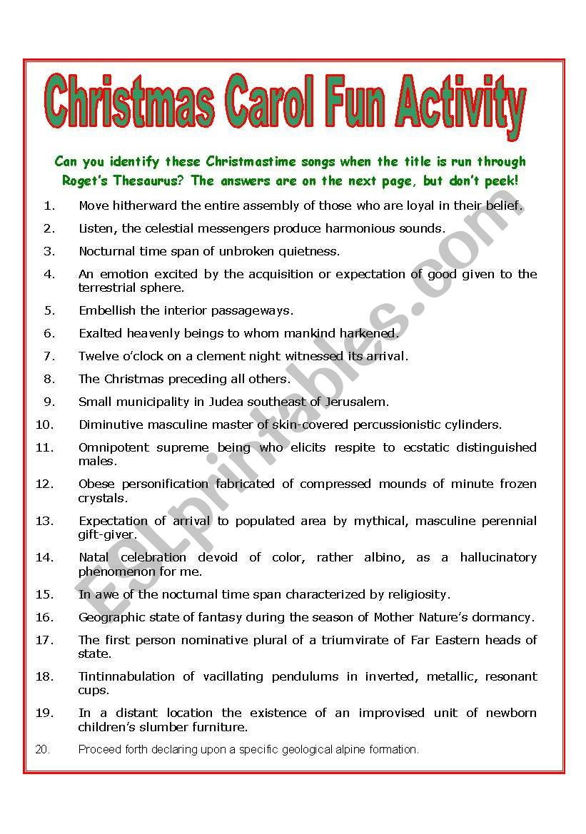 Guess The Christmas Carol Worksheet Answers AlphabetWorksheetsFree Guess The Christmas Carol Worksheet Answers AlphabetWorksheetsFree