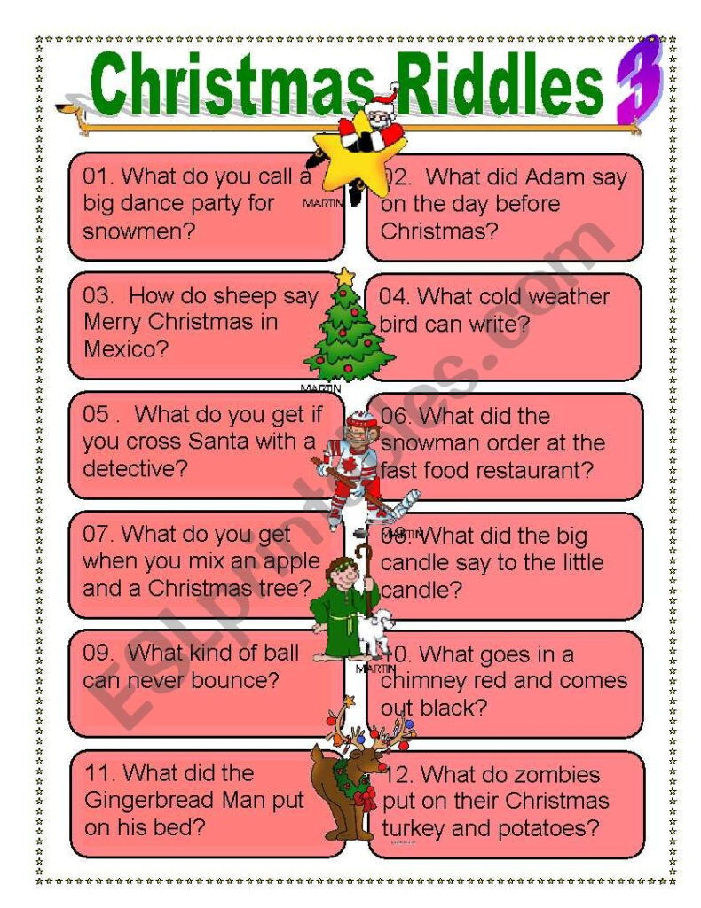 Christmas Riddles Worksheet AlphabetWorksheetsFree