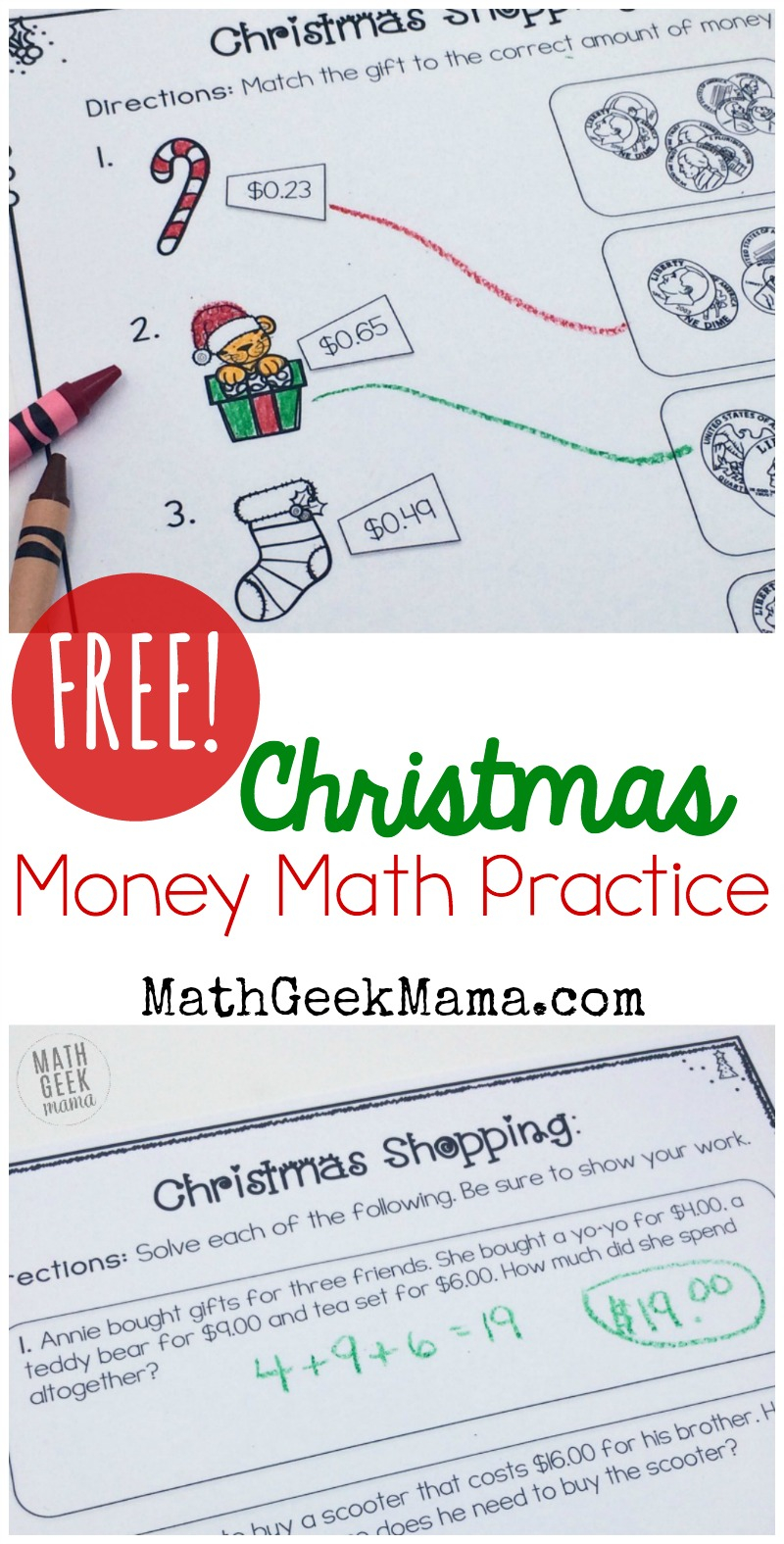 Christmas Money Math Worksheets | AlphabetWorksheetsFree.com Christmas Money Math Worksheets | AlphabetWorksheetsFree.com