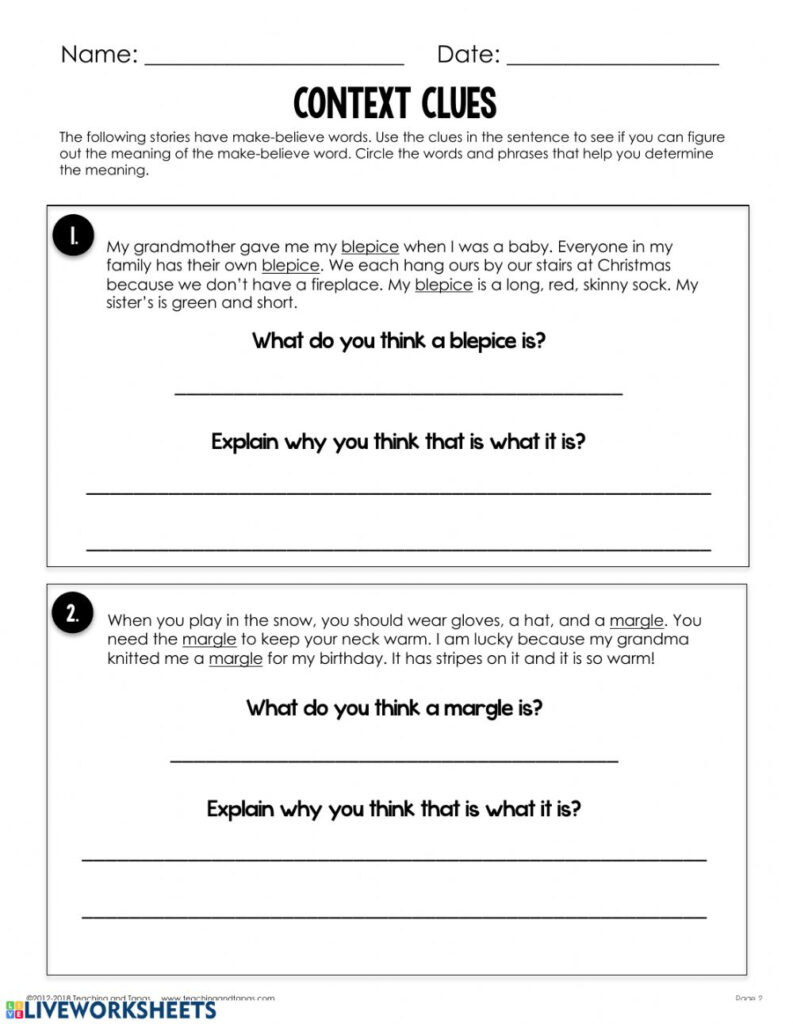 Christmas Context Clues Worksheet | AlphabetWorksheetsFree.com