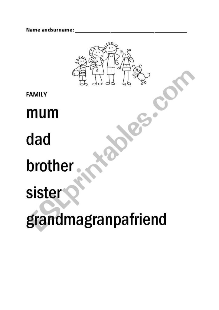Family Members Tracing Worksheets | AlphabetWorksheetsFree.com
