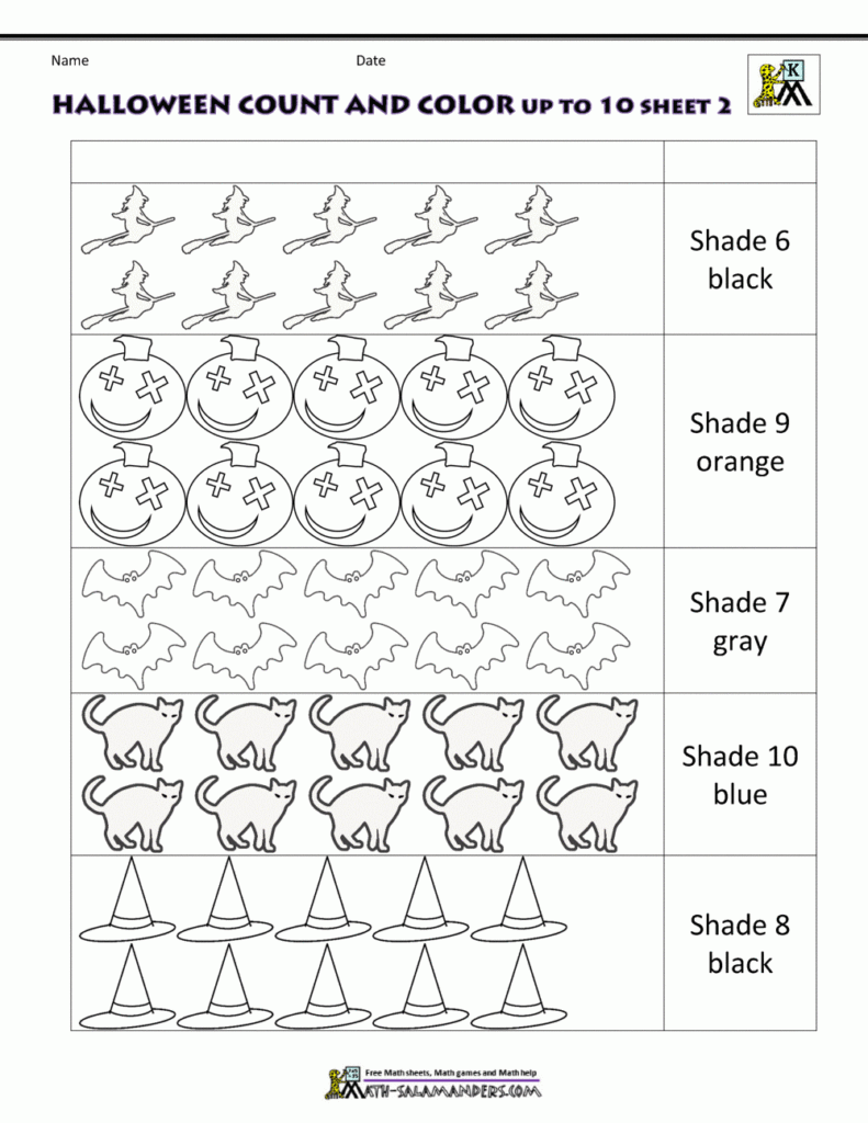 Halloween Numbers To 10 Worksheet | AlphabetWorksheetsFree.com