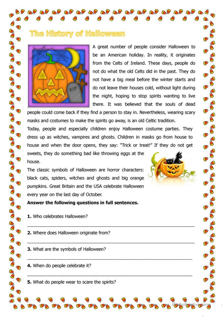 Easy Halloween Reading Comprehension Worksheets ...