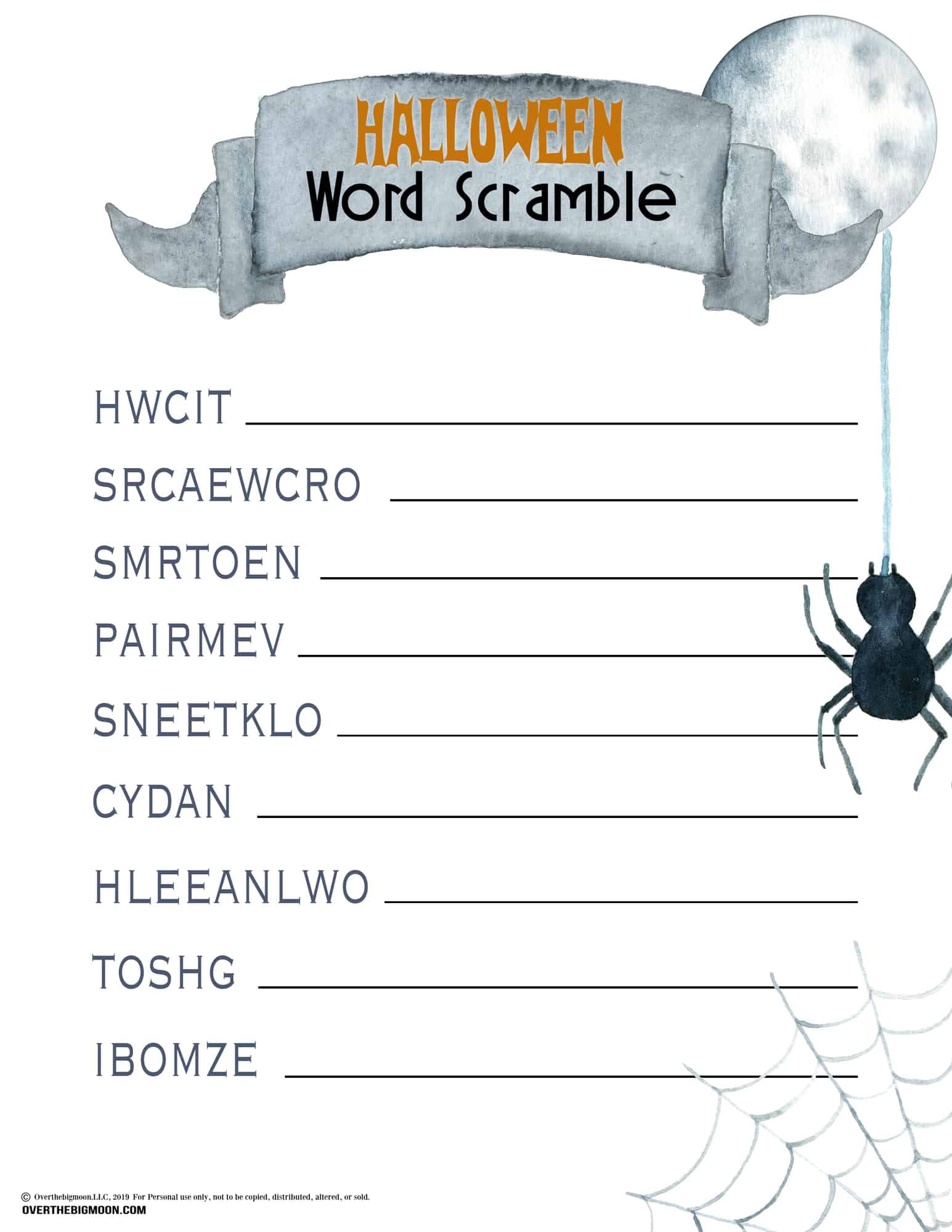 Word Unscrambler Halloween Worksheets AlphabetWorksheetsFree