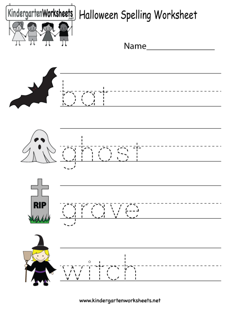 Kindergarten Halloween Spelling Worksheet Printable ...