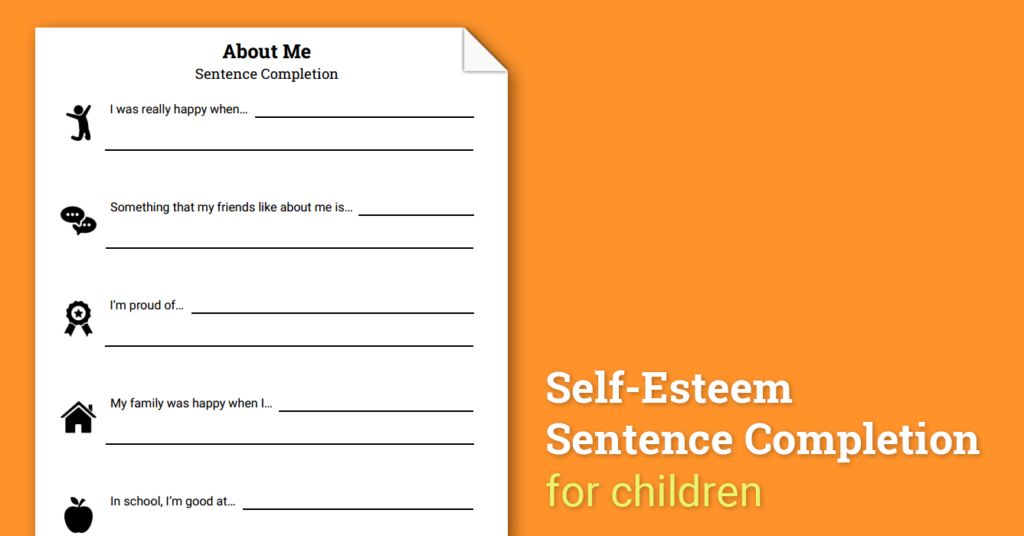 Self Esteem Sentence Completion Worksheets | AlphabetWorksheetsFree.com