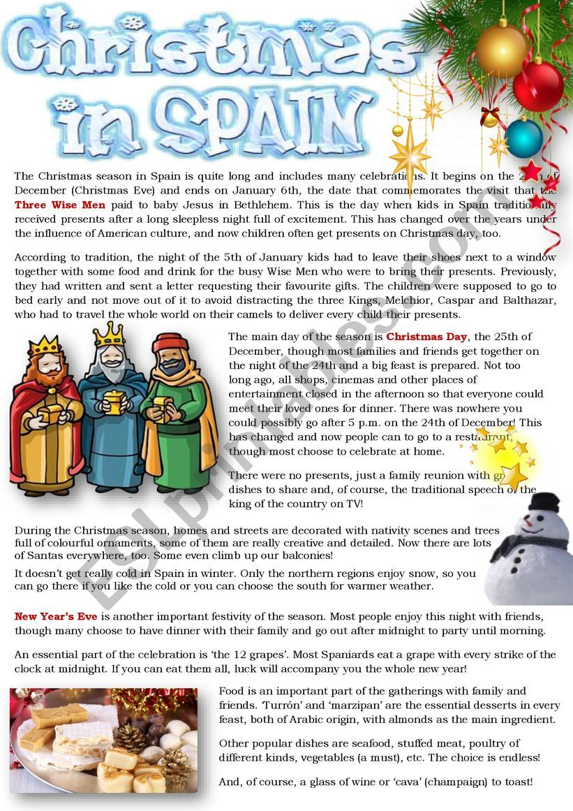 Christmas In Spanish Speaking Countries Worksheet Christmas In Spanish Speaking Countries Worksheet
