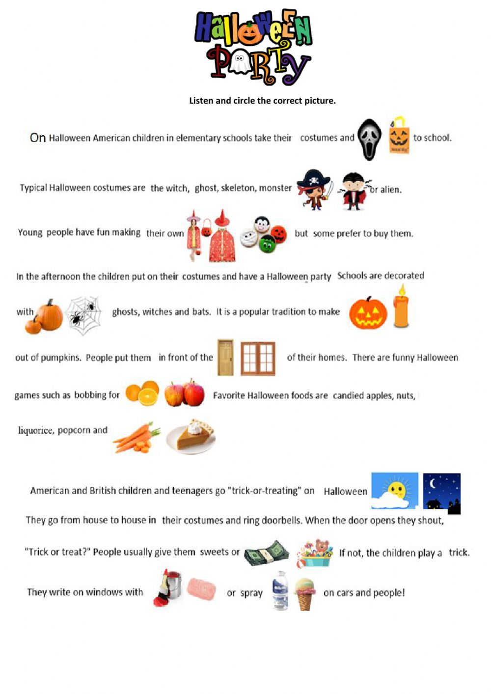 Halloween Listening Worksheet AlphabetWorksheetsFree Halloween Listening Worksheet AlphabetWorksheetsFree