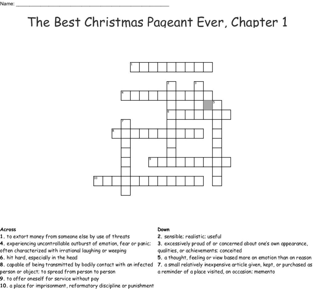 The Best Christmas Pageant Ever Worksheets | AlphabetWorksheetsFree.com