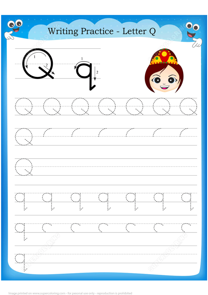 Q Handwriting Worksheet | AlphabetWorksheetsFree.com
