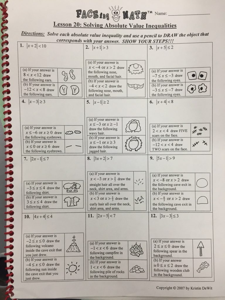 Faceing Math Printable Worksheets | AlphabetWorksheetsFree.com