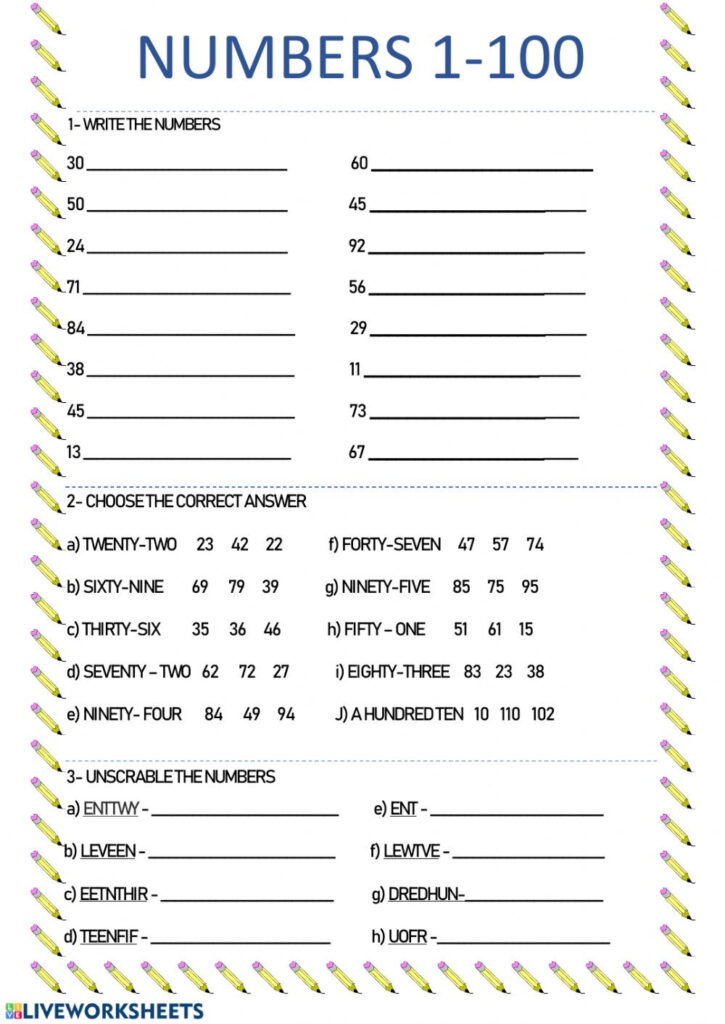 Spanish Numbers Worksheet 1 100 Worksheet For Education ... Spanish Numbers Worksheet 1 100 Worksheet For Education ...