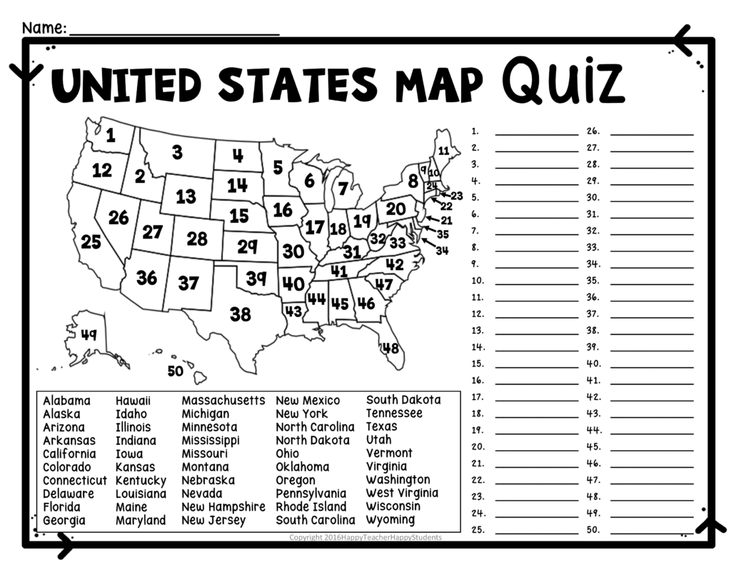 Map Of Us Worksheet | AlphabetWorksheetsFree.com
